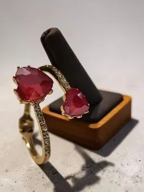 Bestsy Johnson | Jewelry | Bestsey Johnson Gold Tone With Red Heart ...